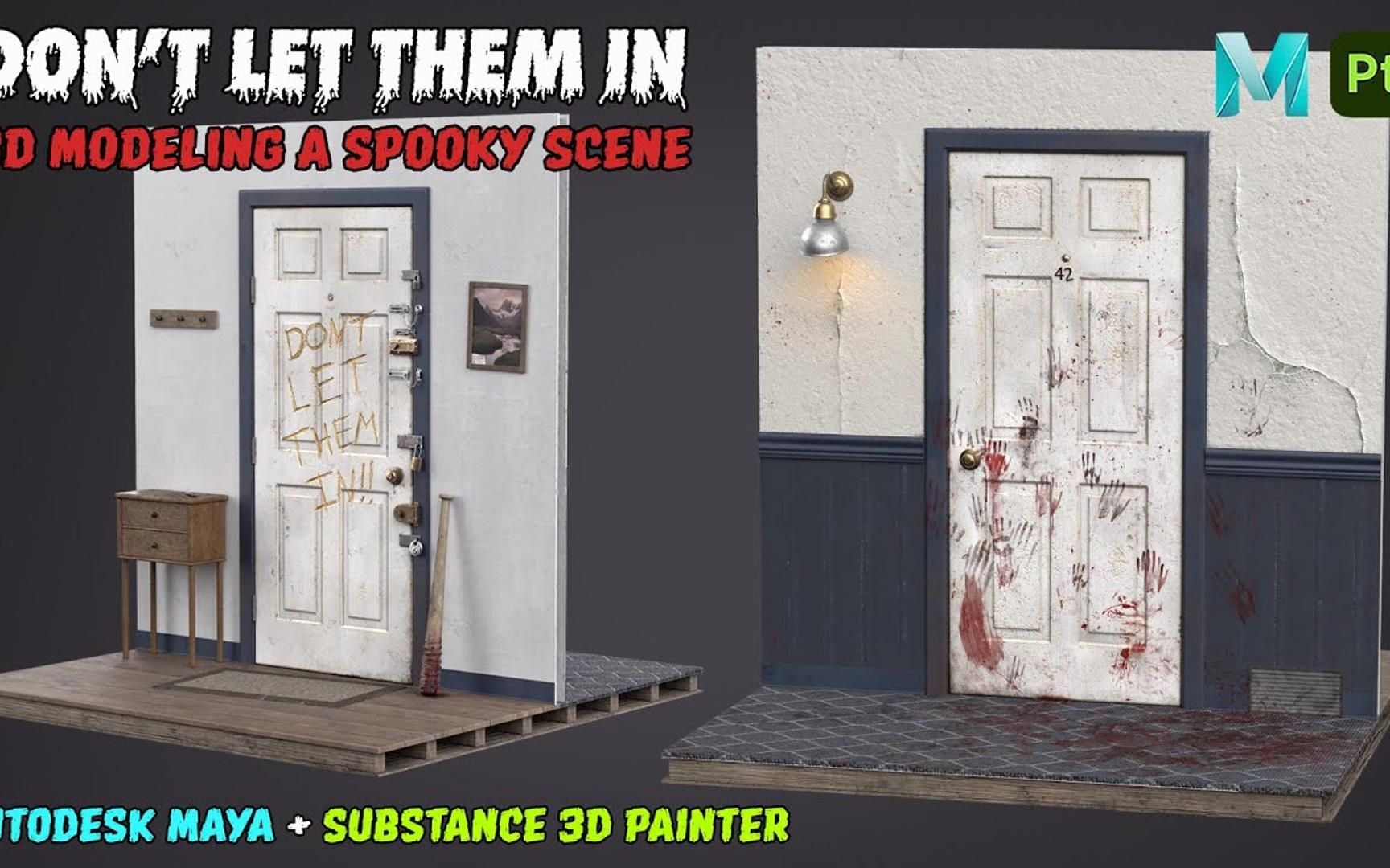 怪异公寓门的 3D 建模 - Autodesk Maya + Substance 3D Painte
