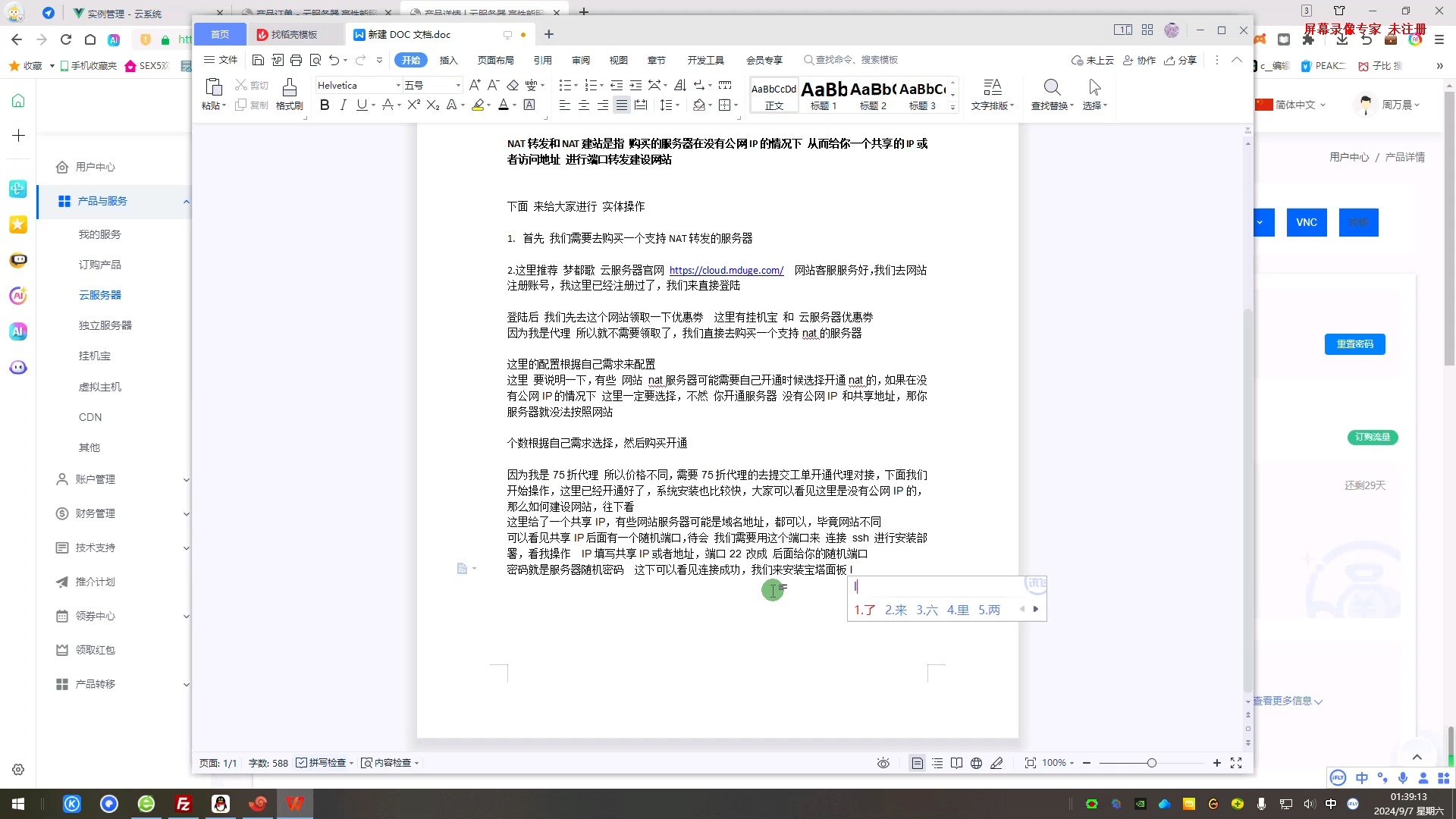 NAT服务器转发建站教程