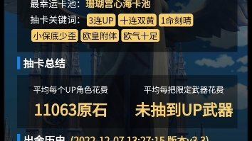 〔原神抽卡〕难得有人提出想看我抽卡记录!太好了!来活了!来吧,展示!...