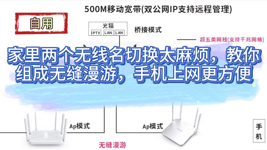家里两个无线名切换太麻烦,教你组成无缝漫游,手机上网更方便