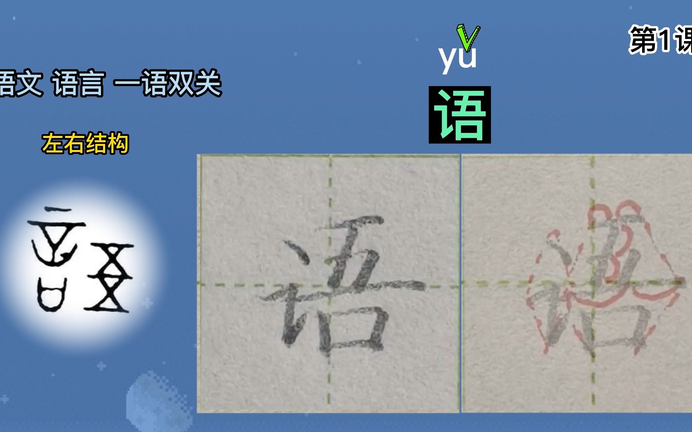 语字的田字格写法