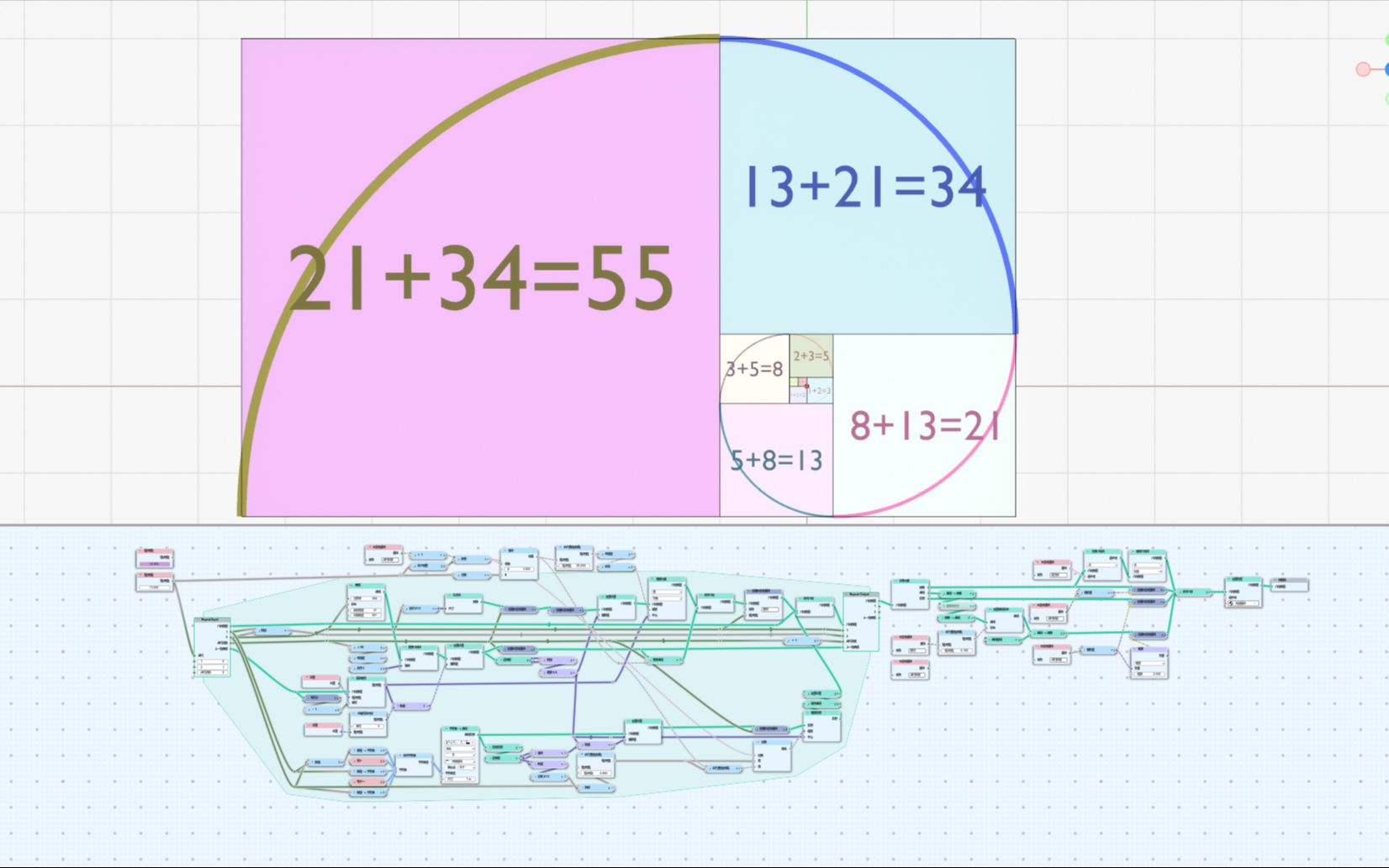 几何节点(循环)-斐波那契数列数列可视化