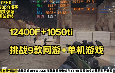 12代i5 12400F+1050ti测试9款游戏,CF LOL CSGO 吃鸡等9款游戏,...
