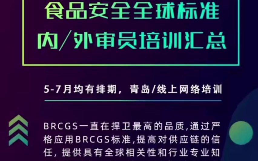 BRC 第八版食品安全全球标准内/外审员培训汇总