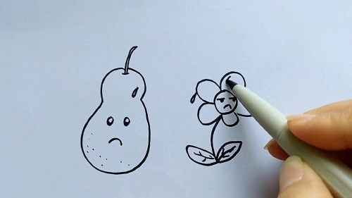 这是画的什么?一个梨子,一朵花,创意简笔画,儿童画,少儿美术
