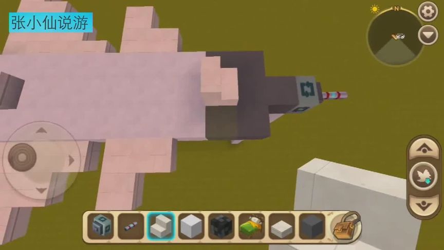 迷你世界:制作了一架战斗机,可以悬停空中,可以对地面发射导弹