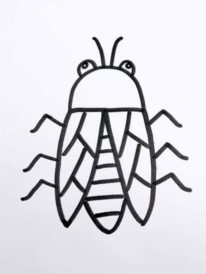 写几个人字,就可以画出可爱的知了,非常简单#简笔画 #亲子手工 #亲子...