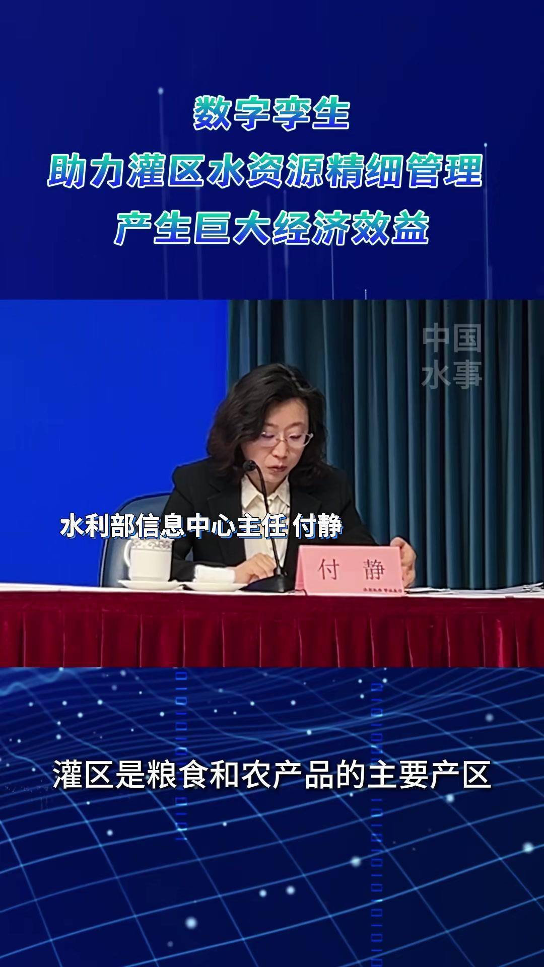 ...部信息中心主任付静:数字孪生助力灌区水资源精细管理产生巨大经济...