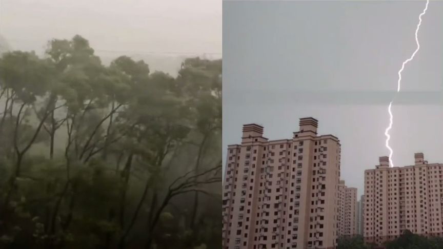 4月25日下午上海突然狂风暴雨,电闪雷鸣太猛、太吓人啦!