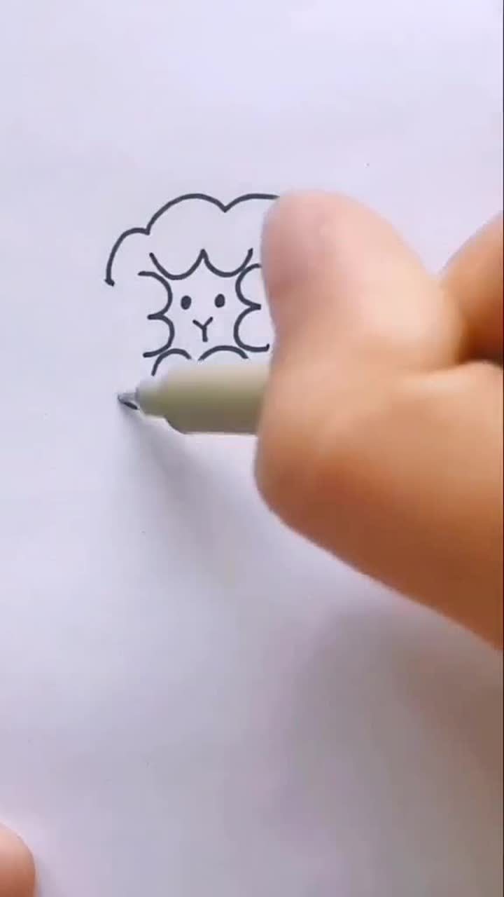 四个3画绵羊~咩~羊简笔画亲子