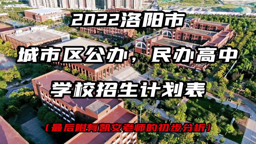 2022洛阳市城市区公办,民办高中招生计划表!最后附有分析