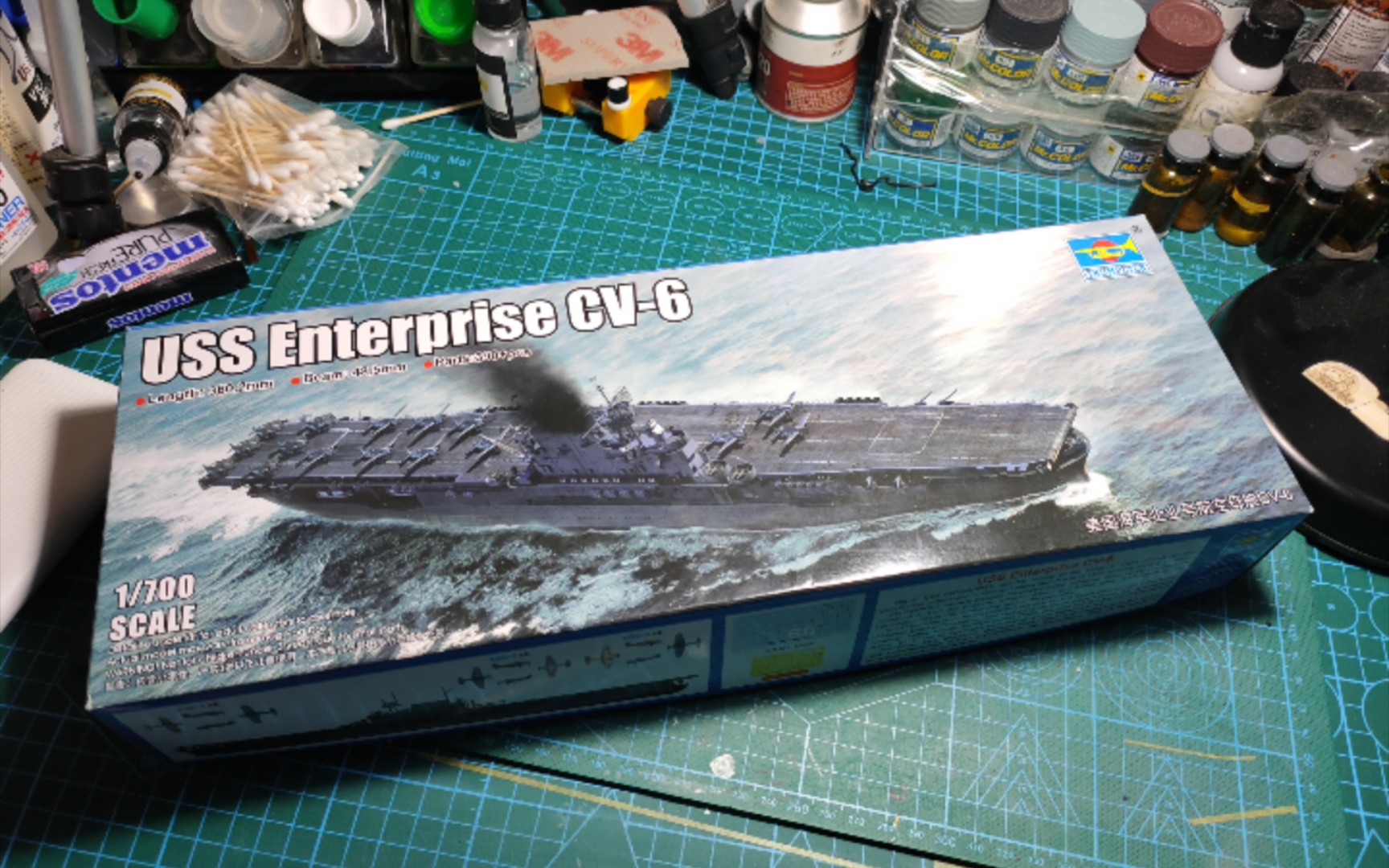 小号手新开模1/700美国二战海军 企业号航母模型板件全展示