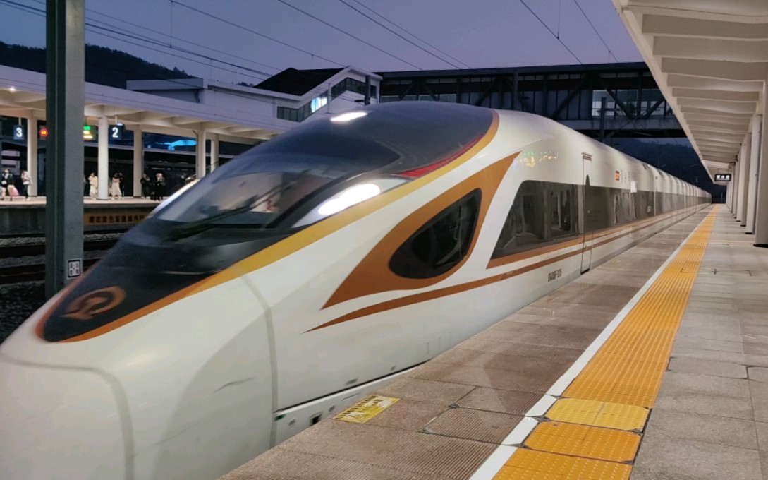 ... 上局CR4000Bd担当的温州-南京G7628次复兴号动车组进去丽水站