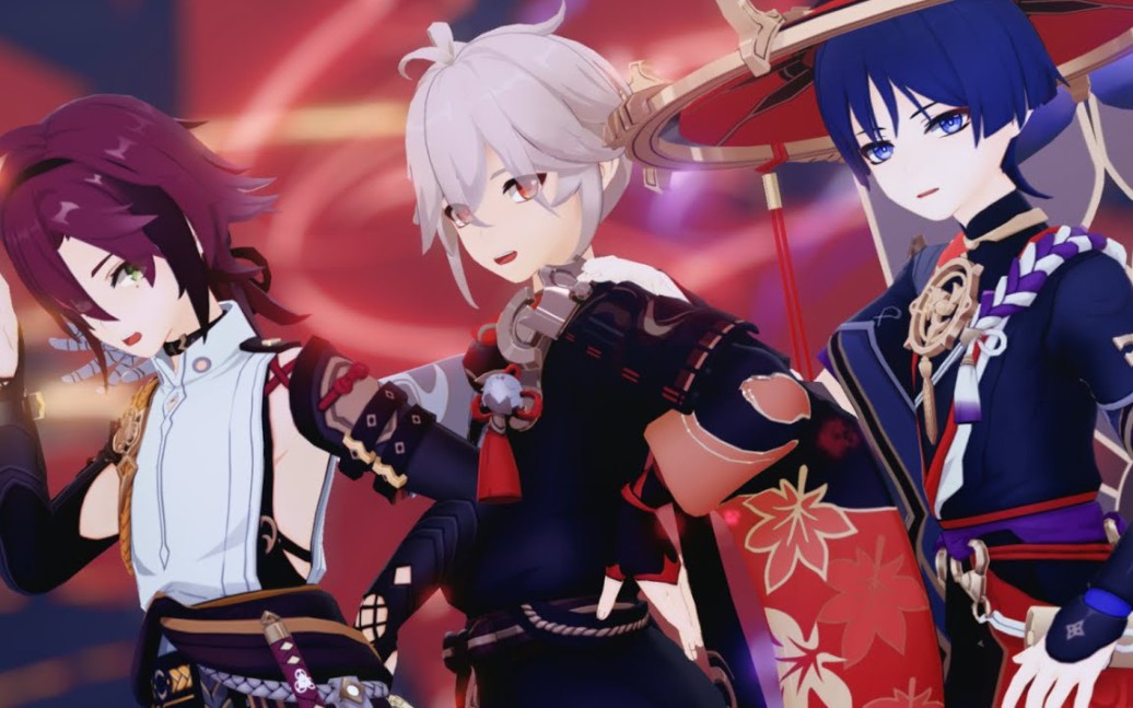 【原神MMD】Masked Bitch【万叶&平藏&散兵】(珍惜大帘ߙ�ߏ