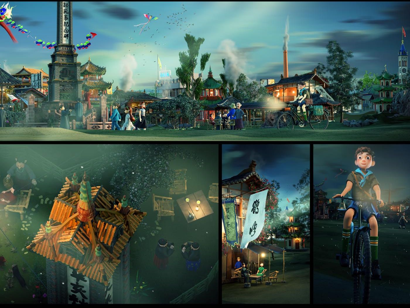 ...自己来个压力测试,blender大场景全流程动画复原成都祠堂街历史街区~