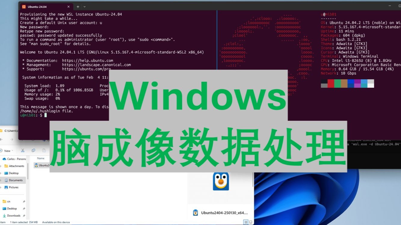 在Windows电脑上如何使用Linux软件做脑成像数据处理