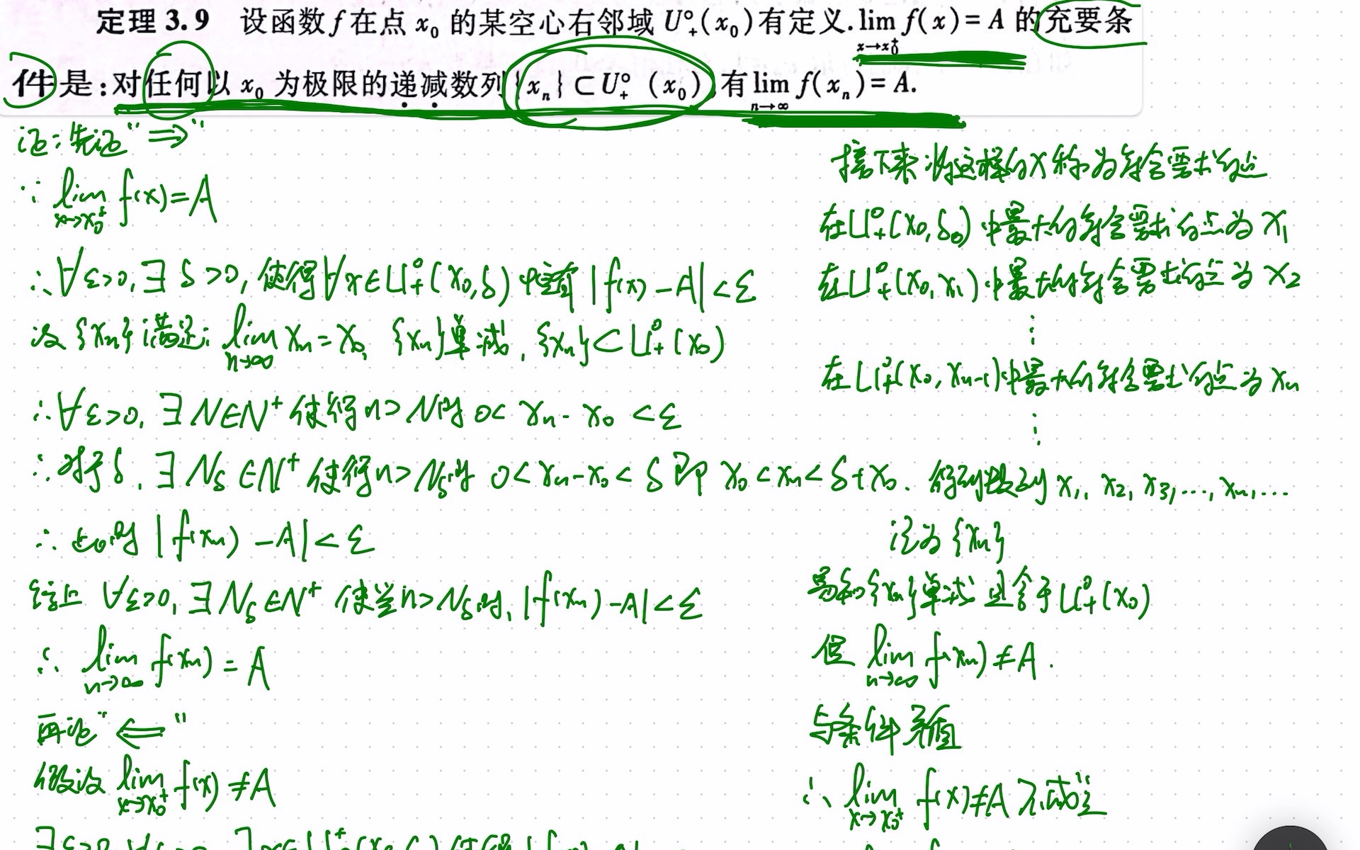 【数学分析】定理3.9海涅定理的加强版