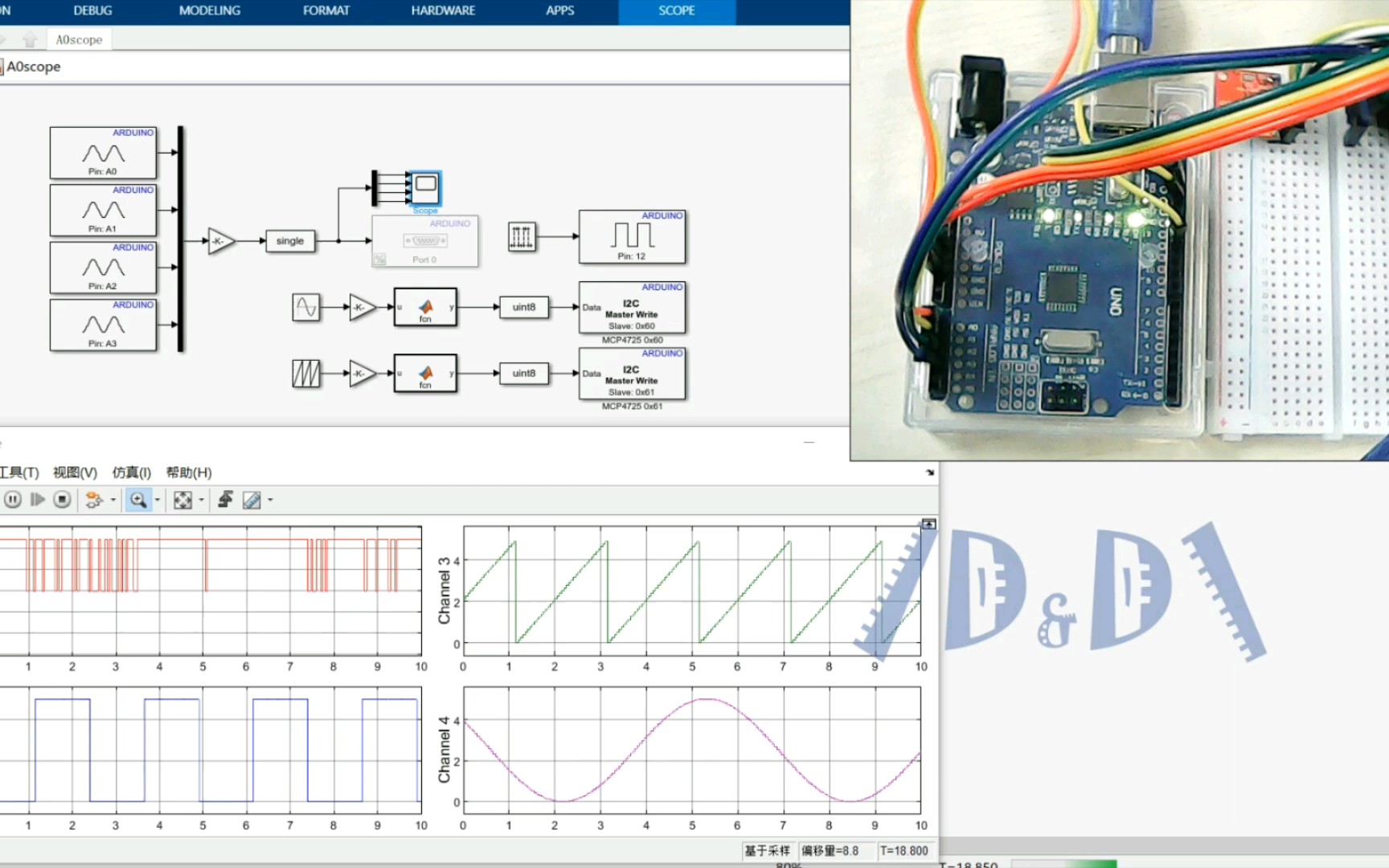 【Arduino】成本20块的四通道示波器+两路信号发生器