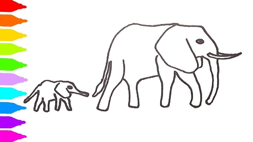 亲子简笔画:大象和小象