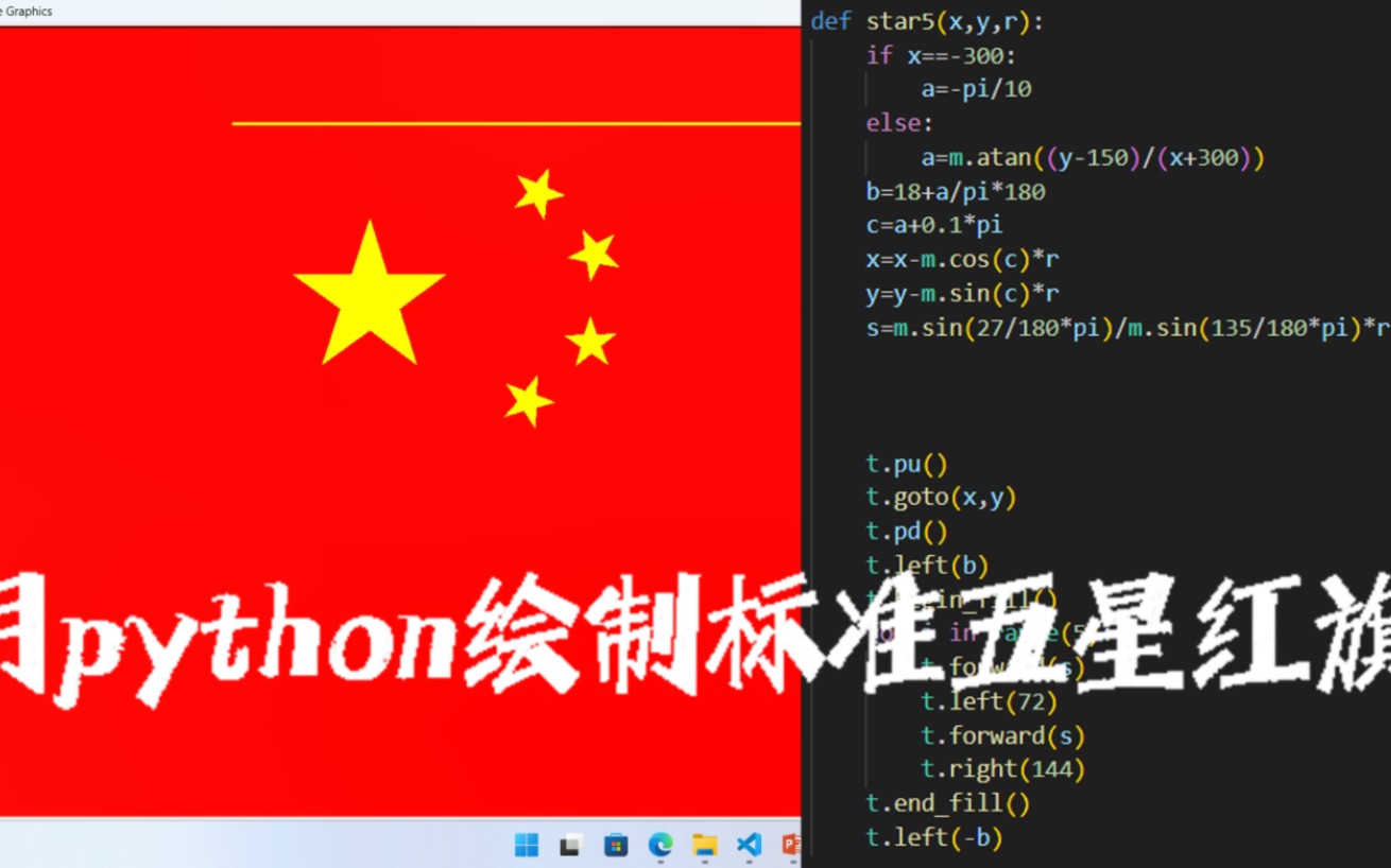如何用python绘制标准五星红旗
