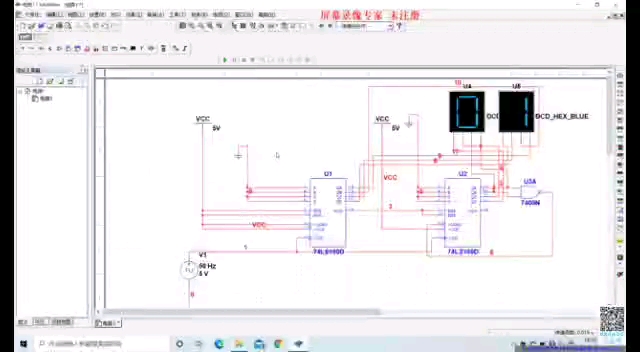 Multisim_时序逻辑电路模拟仿真_两片74160十进制计数器接成30进制...