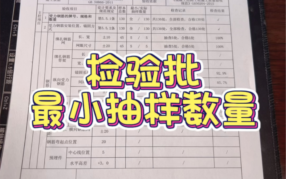 检验批最小抽样数量