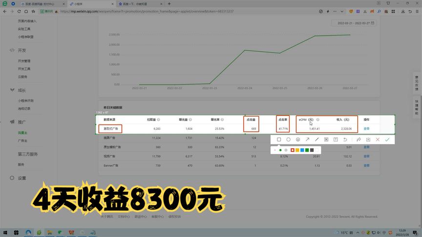微信小程序4天收益8300,经验分享给大家