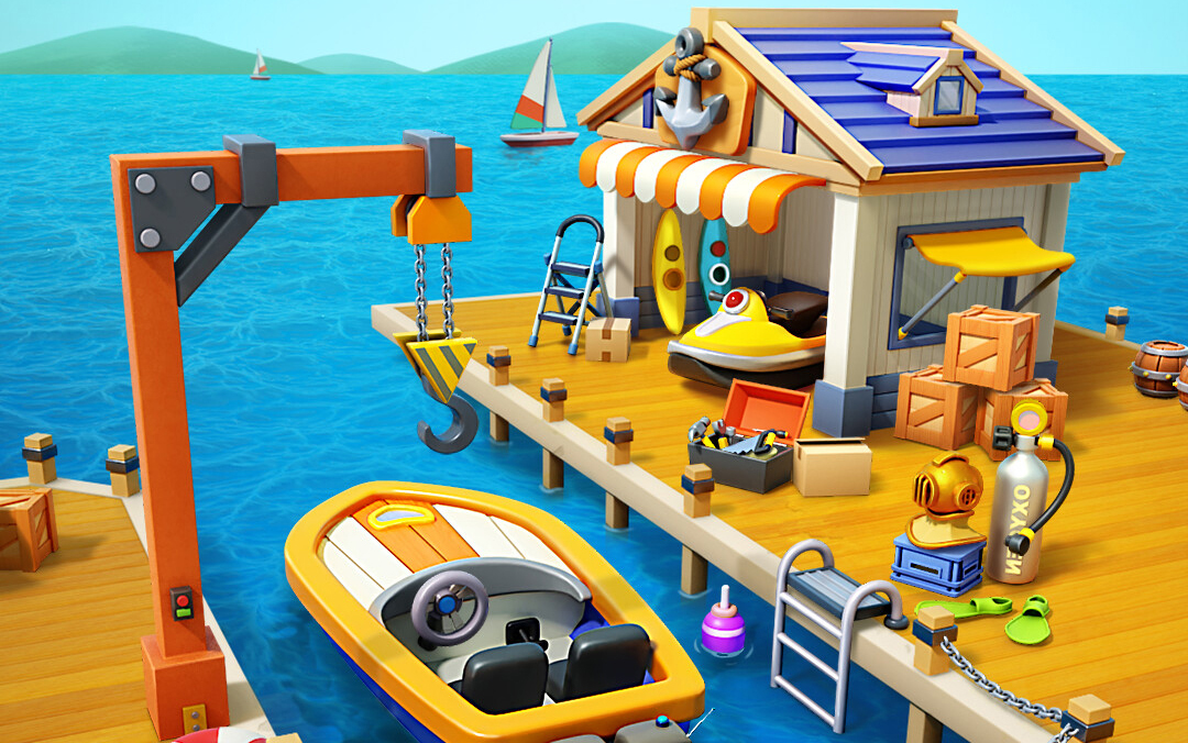 3dmax入门场景快艇 房子制作-室外建筑建模