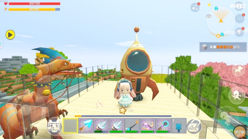 迷你世界:终于制作成功火箭飞船啦这样就可以去外太空的萌眼星咯