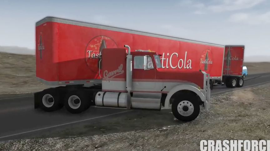 BeamNG:各种重型卡车油罐车高速车祸碰撞过程,完美的测试