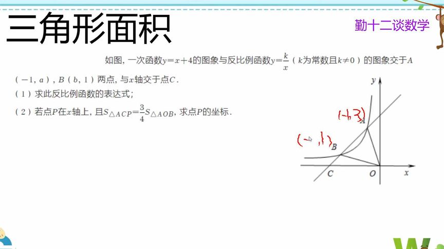 八年级下学期,反比例函数中的面积问题,求点坐标
