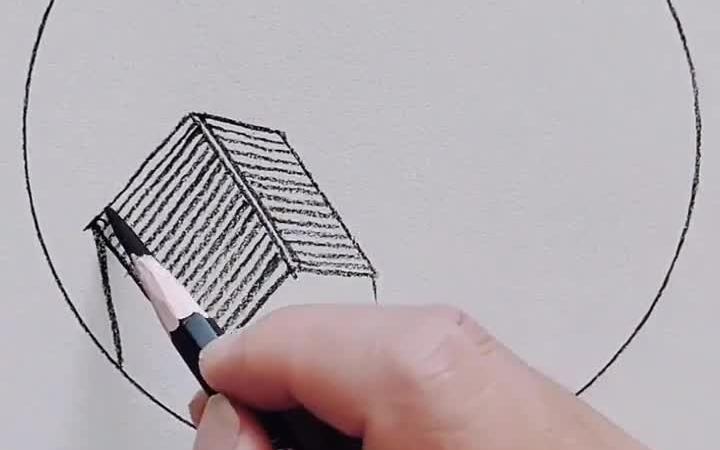 一分钟学画漂亮简单风景,零基础学画画炭笔风景画 画画教程