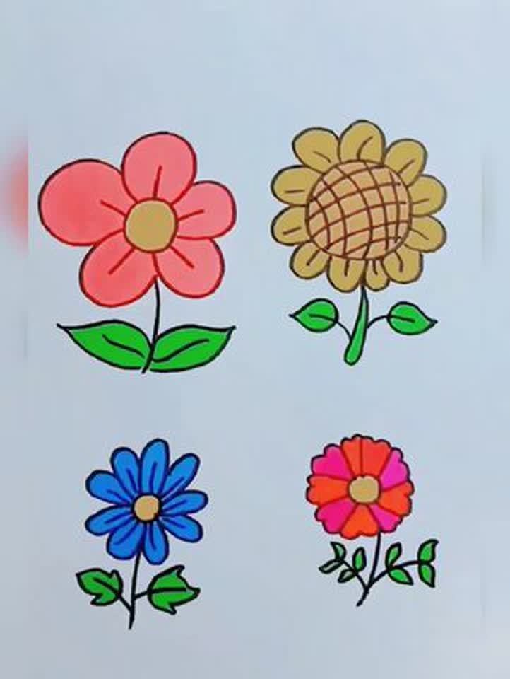 幼儿园简笔画~春天的花#一学就会的简笔画 #画画其实很简单 #跟着学.