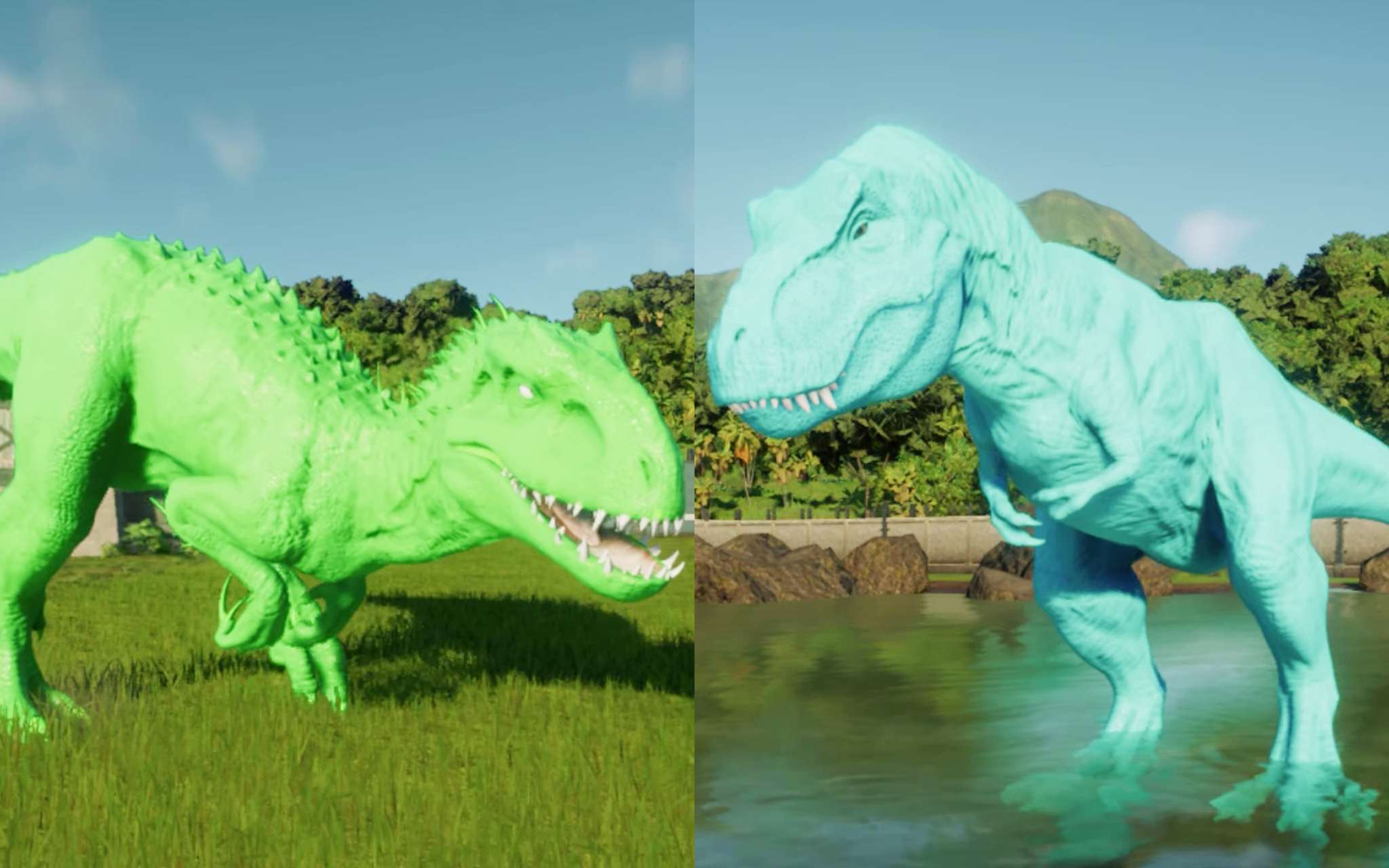 狂暴迅猛龙、霸王龙、“多彩基因”暴虐龙 ~ 侏罗纪世界进化 2 代