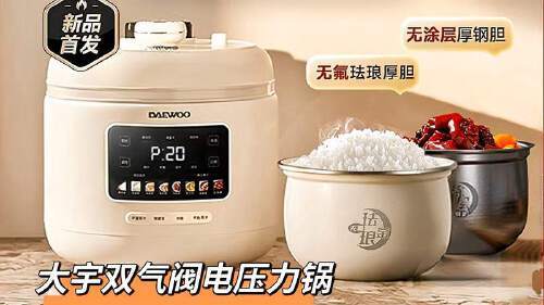 双十一必抢!大宇双气阀电压力锅,一锅搞定炖煮煎,颜值实力双在线!