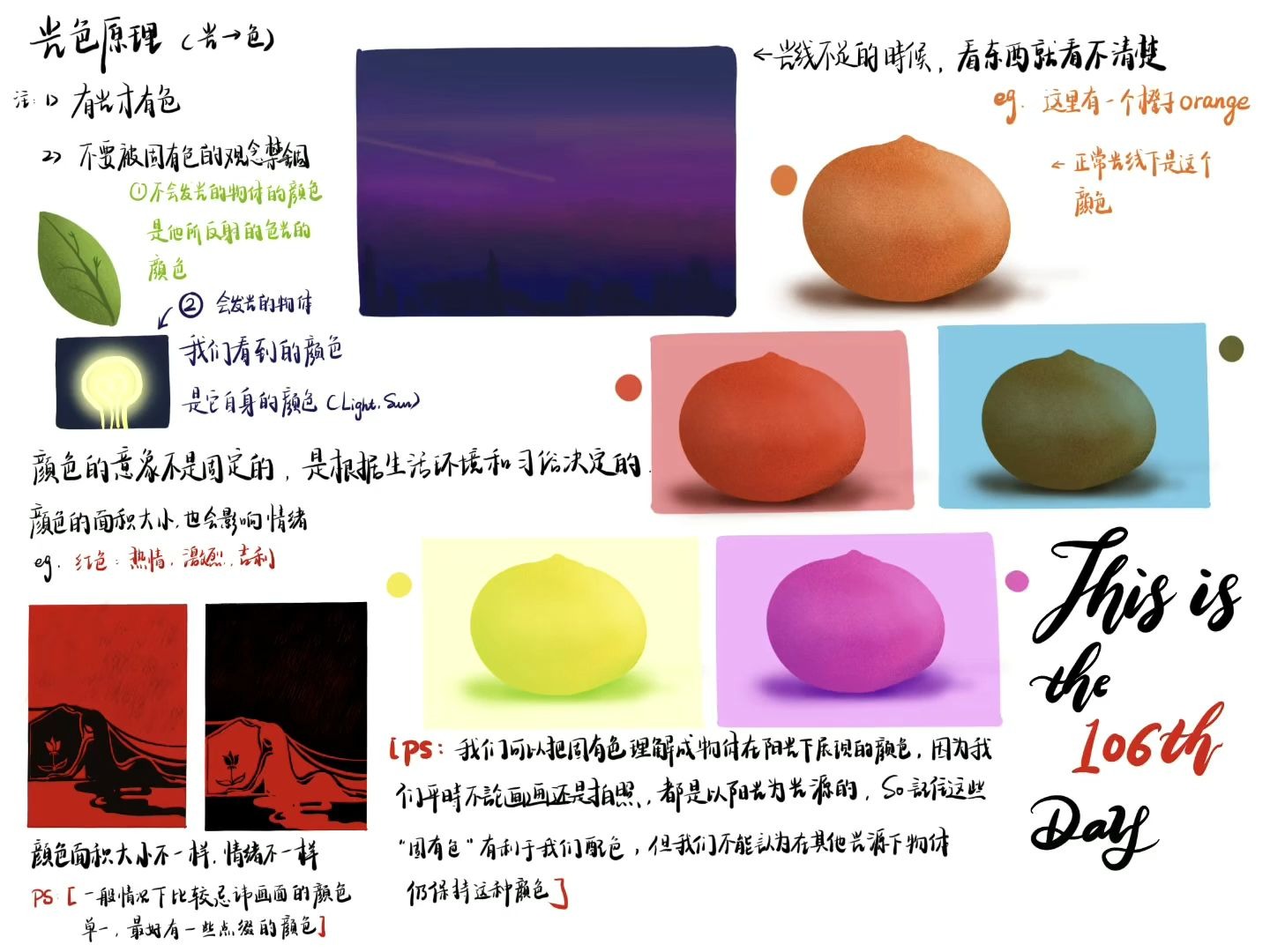 【绘画】手残党零基础自学练画人体结构练习第106天-色彩(光色)