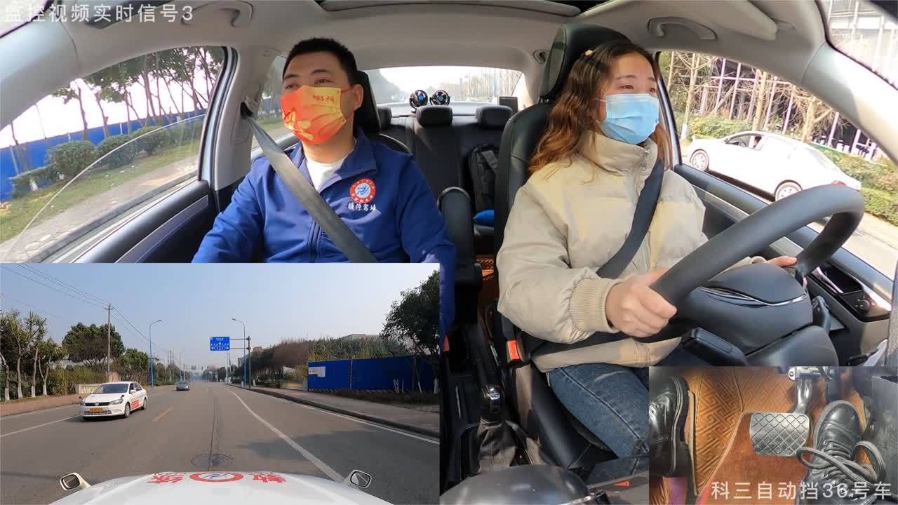 科目三模拟考试,小姐姐开的很稳