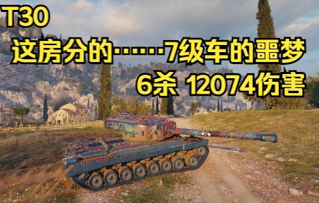 【坦克世界】T30--湖边的角逐 6杀 12074伤害 这房分的…7级车的噩梦...