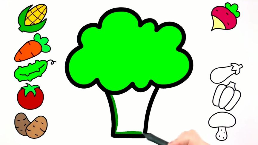趣味简笔画:绘制10种卡通蔬菜形状,快涂上好看的颜色吧!