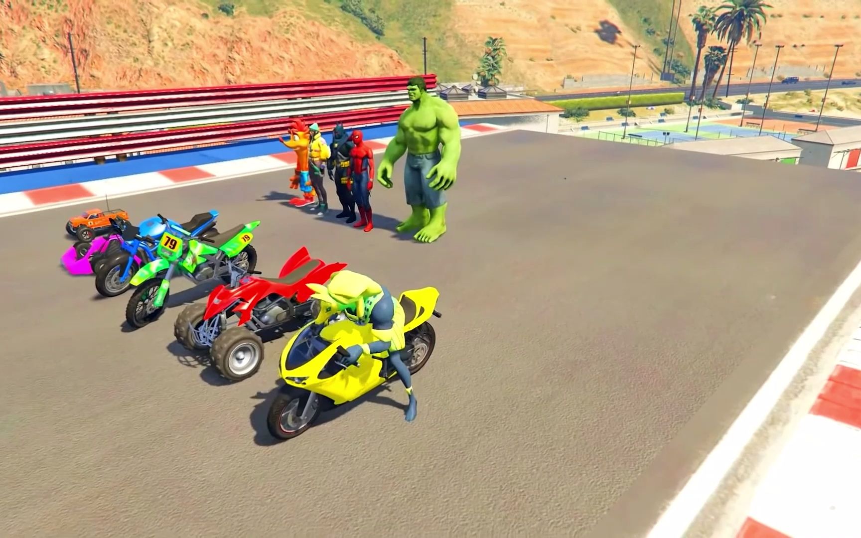 大战绿巨人,赛车大比拼_实况解说