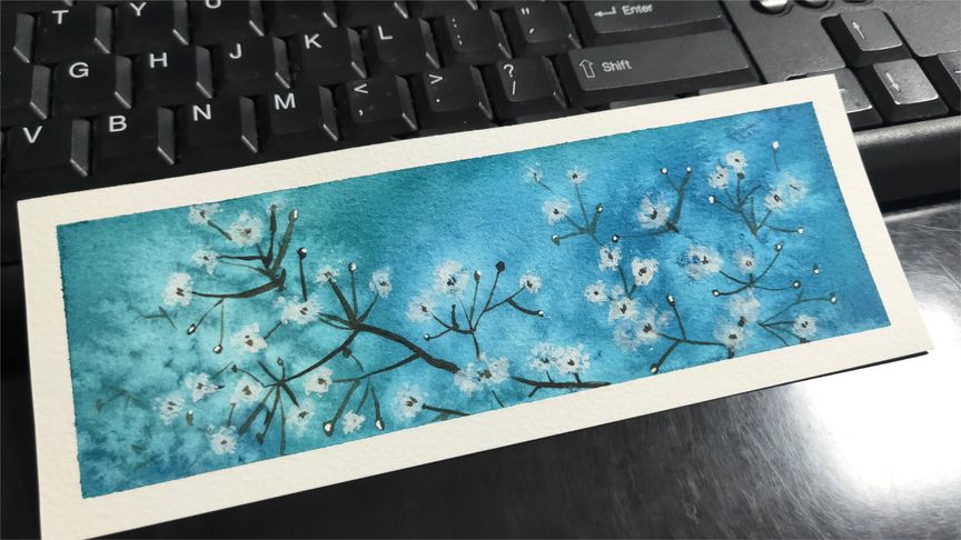 水彩手绘水彩纸撒盐后的肌理效果能做什么用?画小花满天星超简单