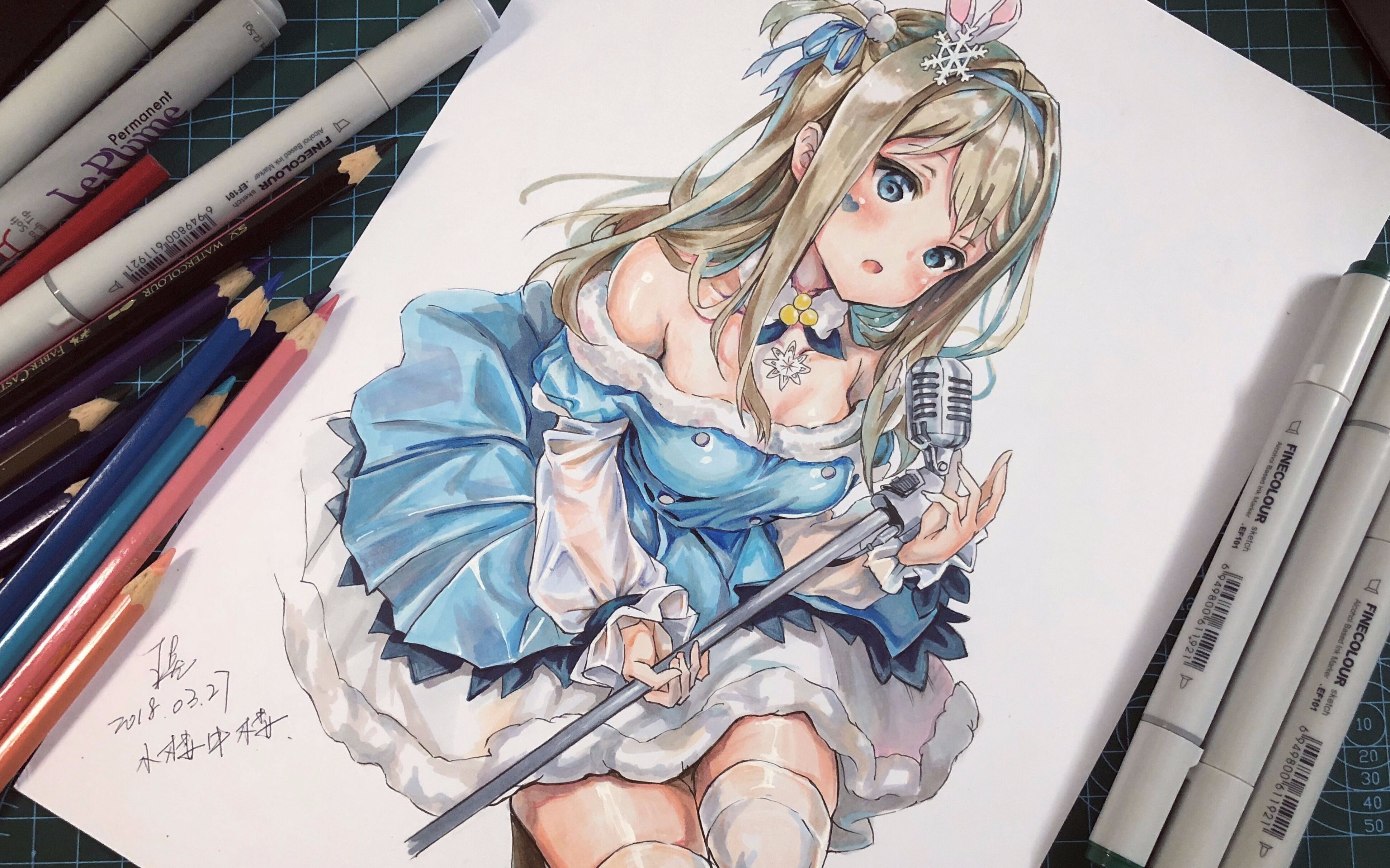 【马克笔手绘】少女前线 马克笔+彩铅,勾线+上色全过程临摹一只肉肉...