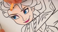 冰雪奇缘动画中冰雪女王艾莎公主漫画涂色