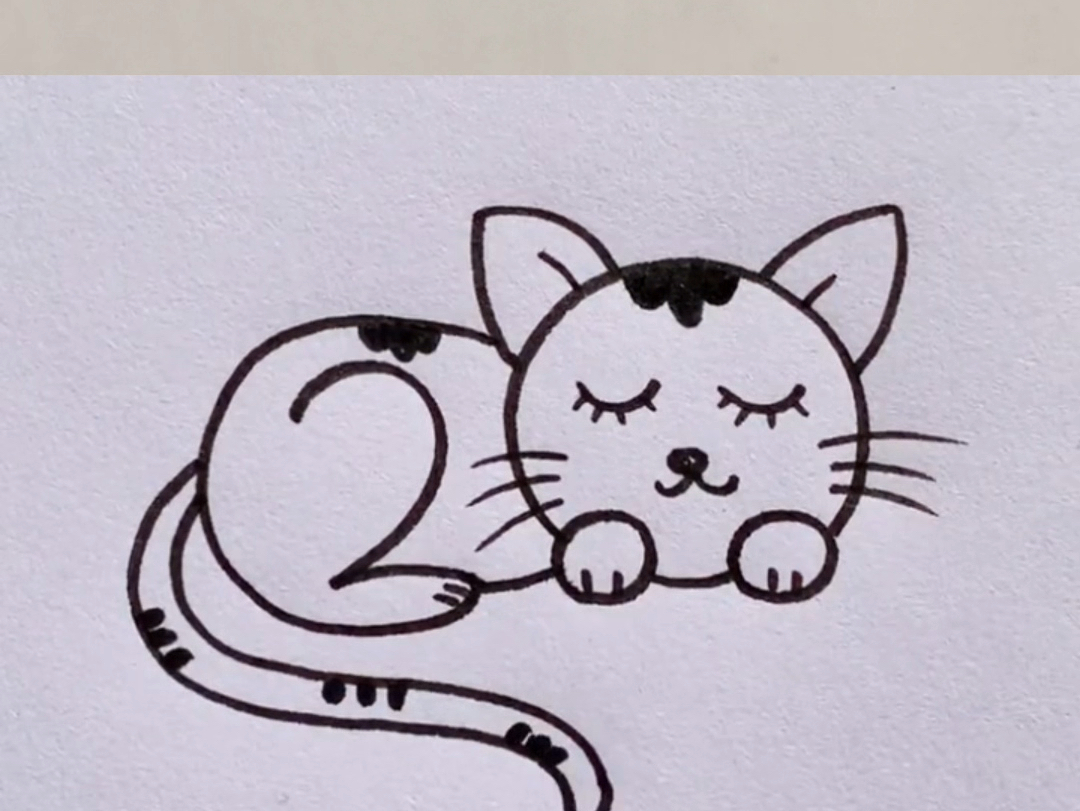 用数字200画小猫,一学就会系列#简笔画 #小猫咪简笔画 #一起学画画 #...