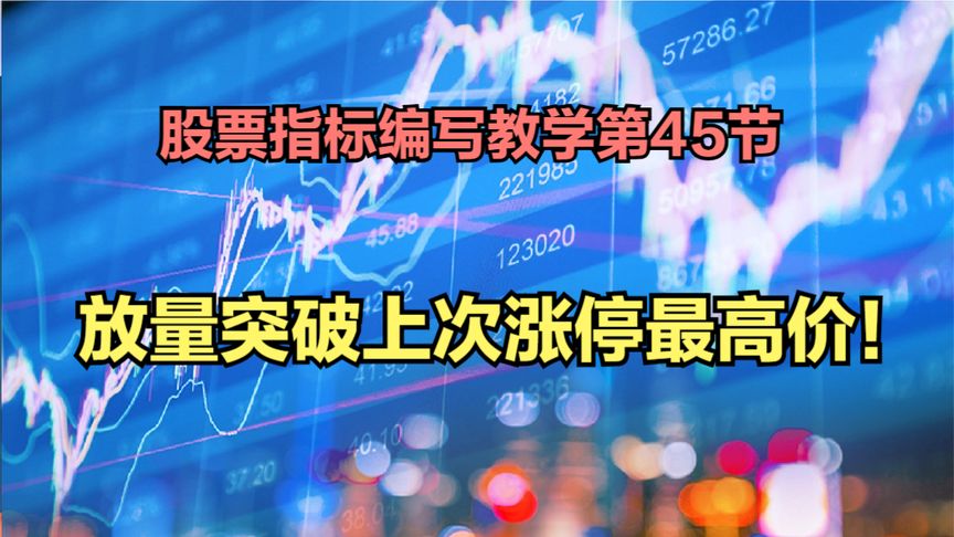 指标编写教学第45节:如何编写一个放量突破指标?突破上一次涨停