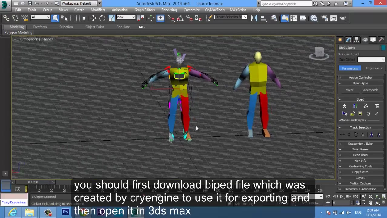 cryengine3/5 从3dmax导出角色动画caf