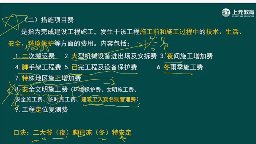 一建措施项目费配合口诀背的更快哟~