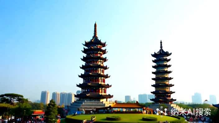 永祚寺双塔为太原标志性建筑#五月AI云游记
