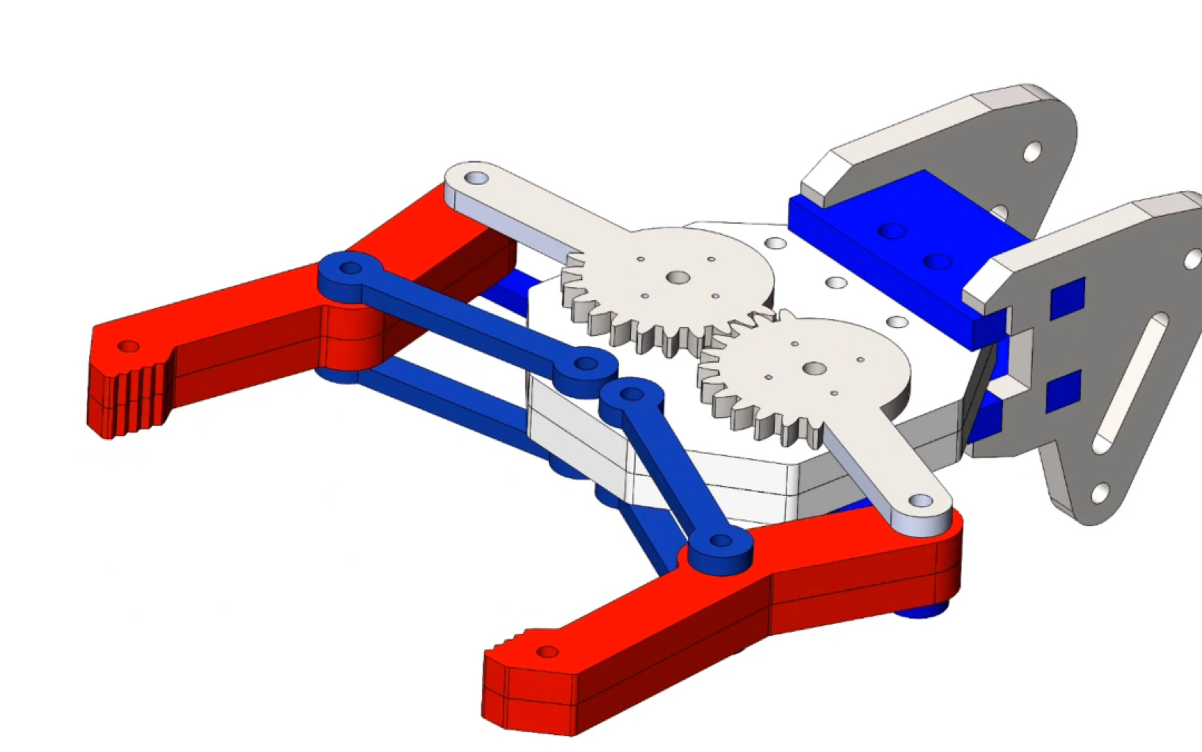 Solidworks二爪机械手动画演示,四连杆机构应用