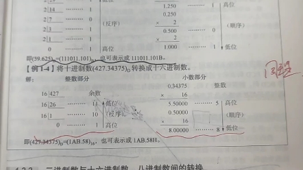 十进制转二进制,十六进制 整数部分转换 除基数反项取余和小数部分转...